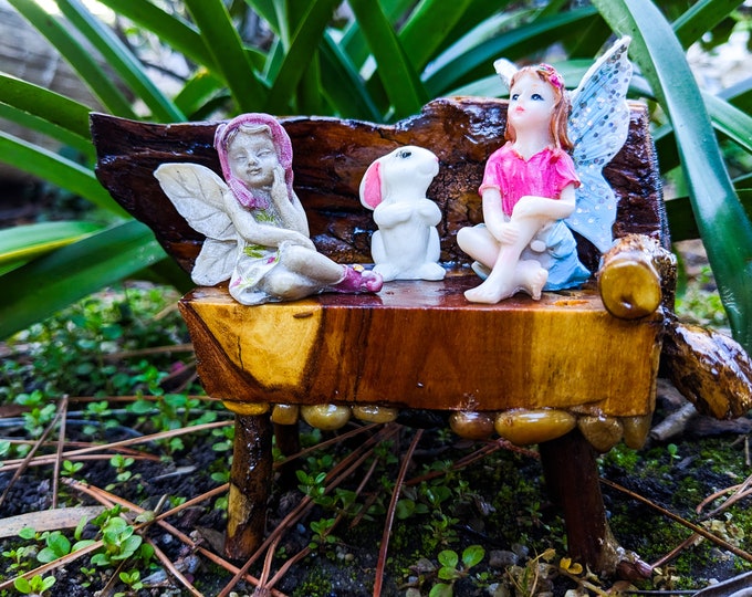Outdoor Fairy Garden Bench, Miniature Resin Bench for Gnomes, Pixies ...