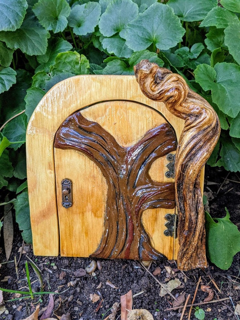 Fairy Tree Door, Opening Wood Fairy Door With Tree, Twisted Tree Door ...