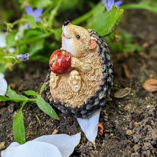 Miniature Hedgehog With Two Apples Mini Hedgehog for Outdoor - Etsy