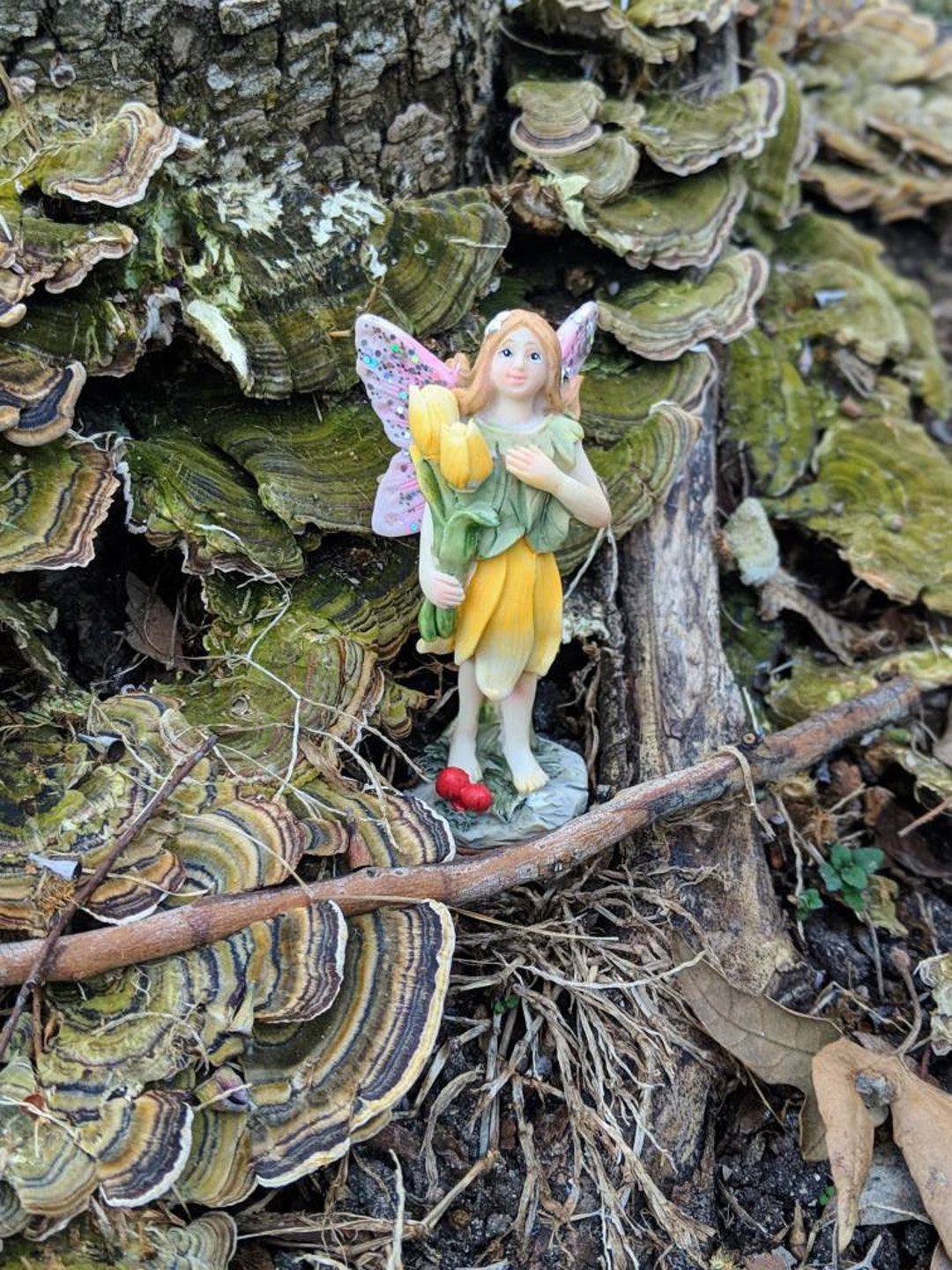 Standing Yellow Flower Fairy Miniature Outdoor Fairy - Etsy