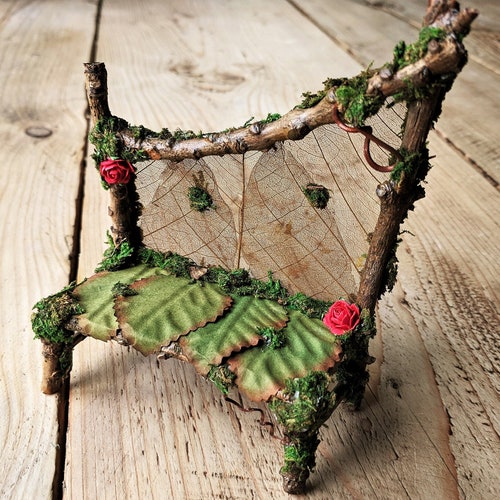 Fairy Bench With Red Roses Fairy House Fairy Garden Fairy - Etsy