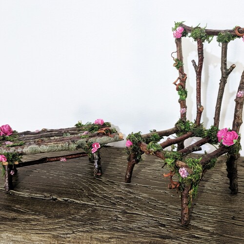 Fairy Rose Bench by Fairies of Tranquility Fairy House - Etsy