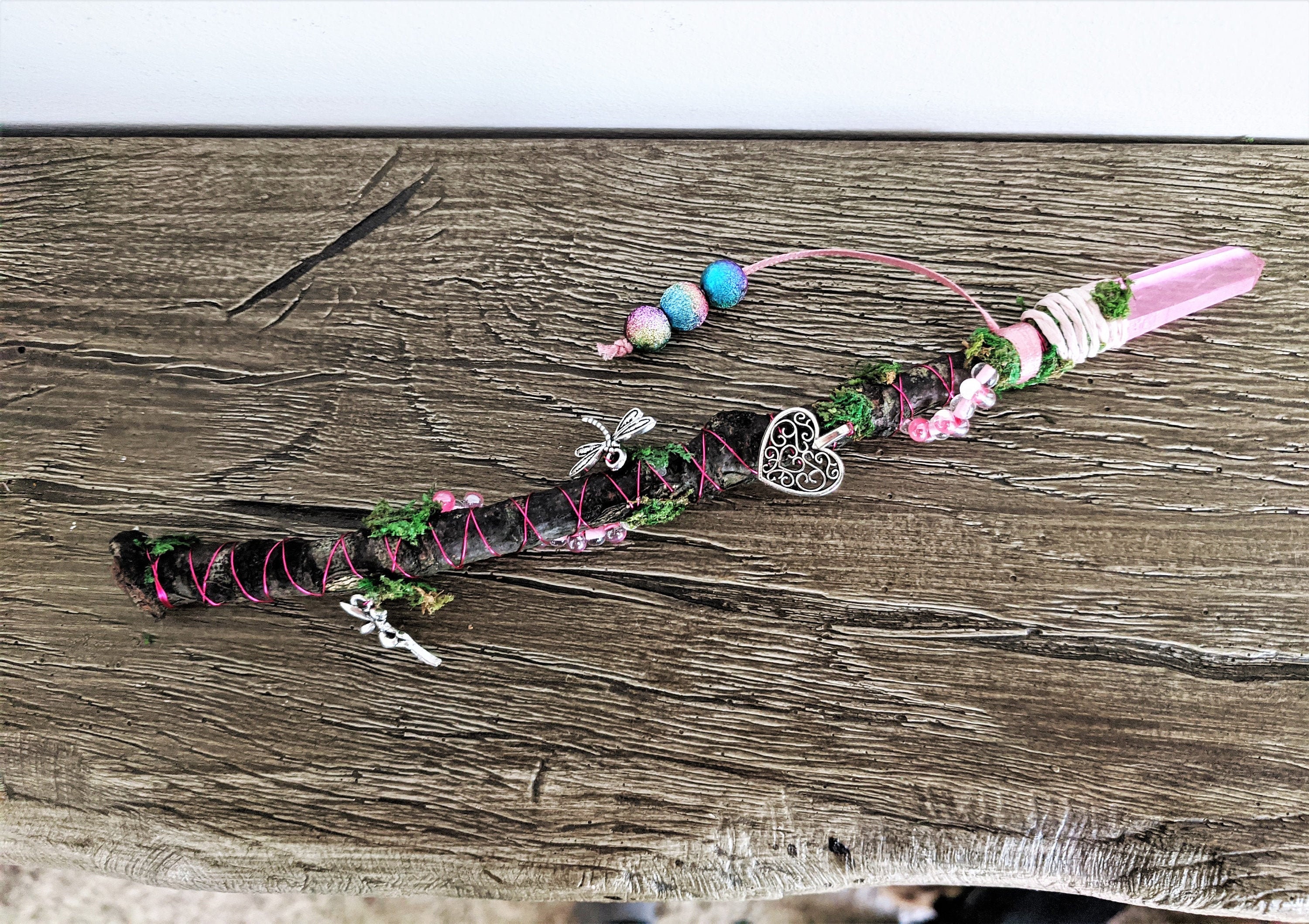 Pink Crystal Staff Staves Miniature Staff Fairy House | Etsy