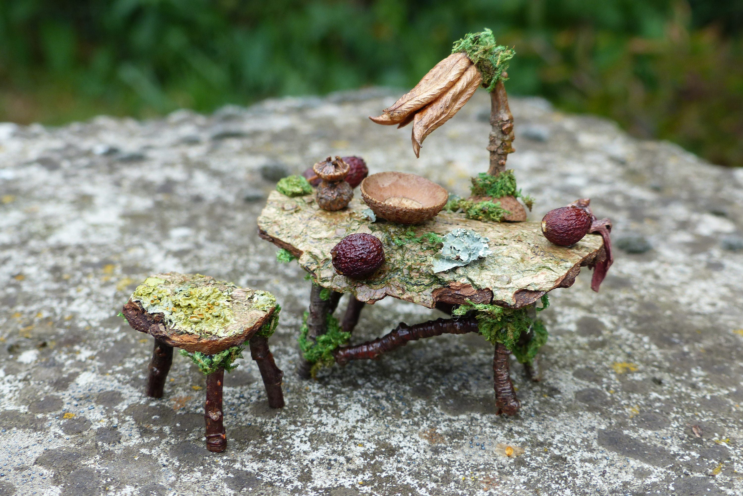 Miniature Kitchen Set Goblincore Decor Dollhouse Wooden | Etsy