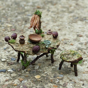 Miniature Kitchen Set Goblincore Decor, Dollhouse, Wooden Miniatures ...