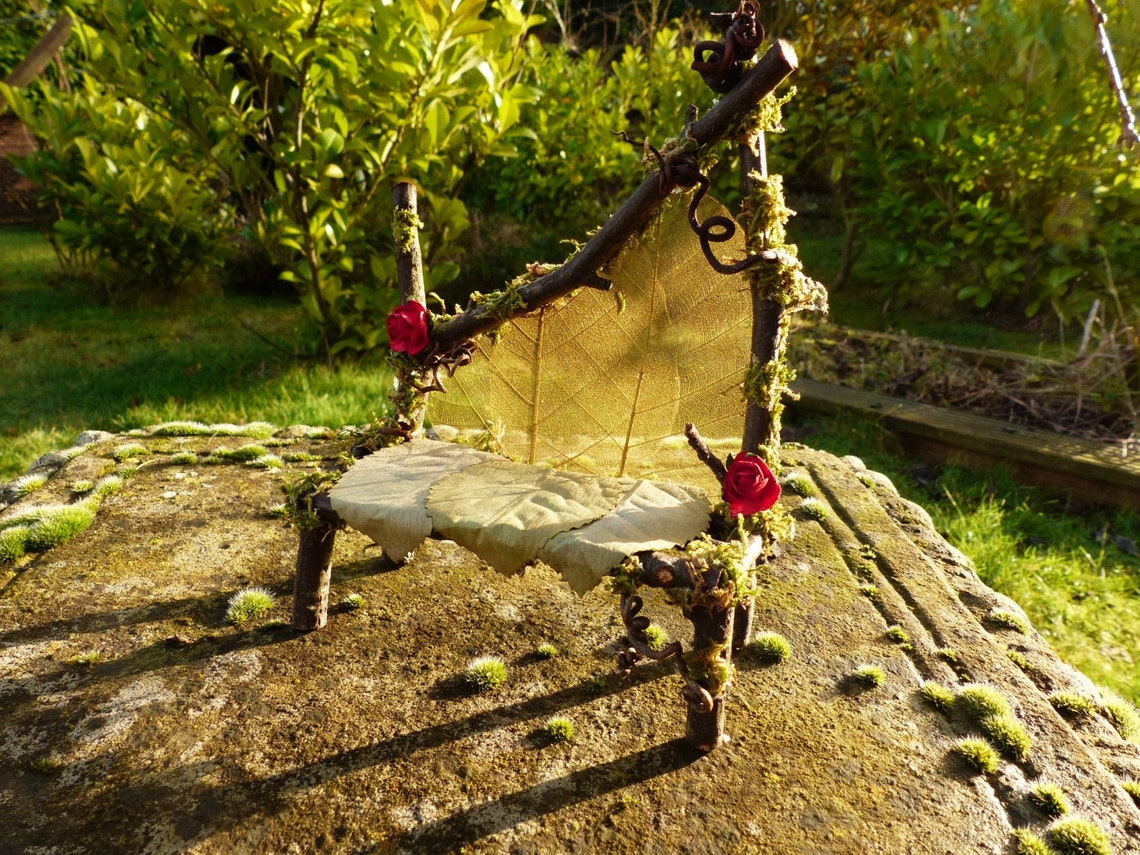 Fairy Bench With Red Roses Fairy House Fairy Garden Fairy - Etsy