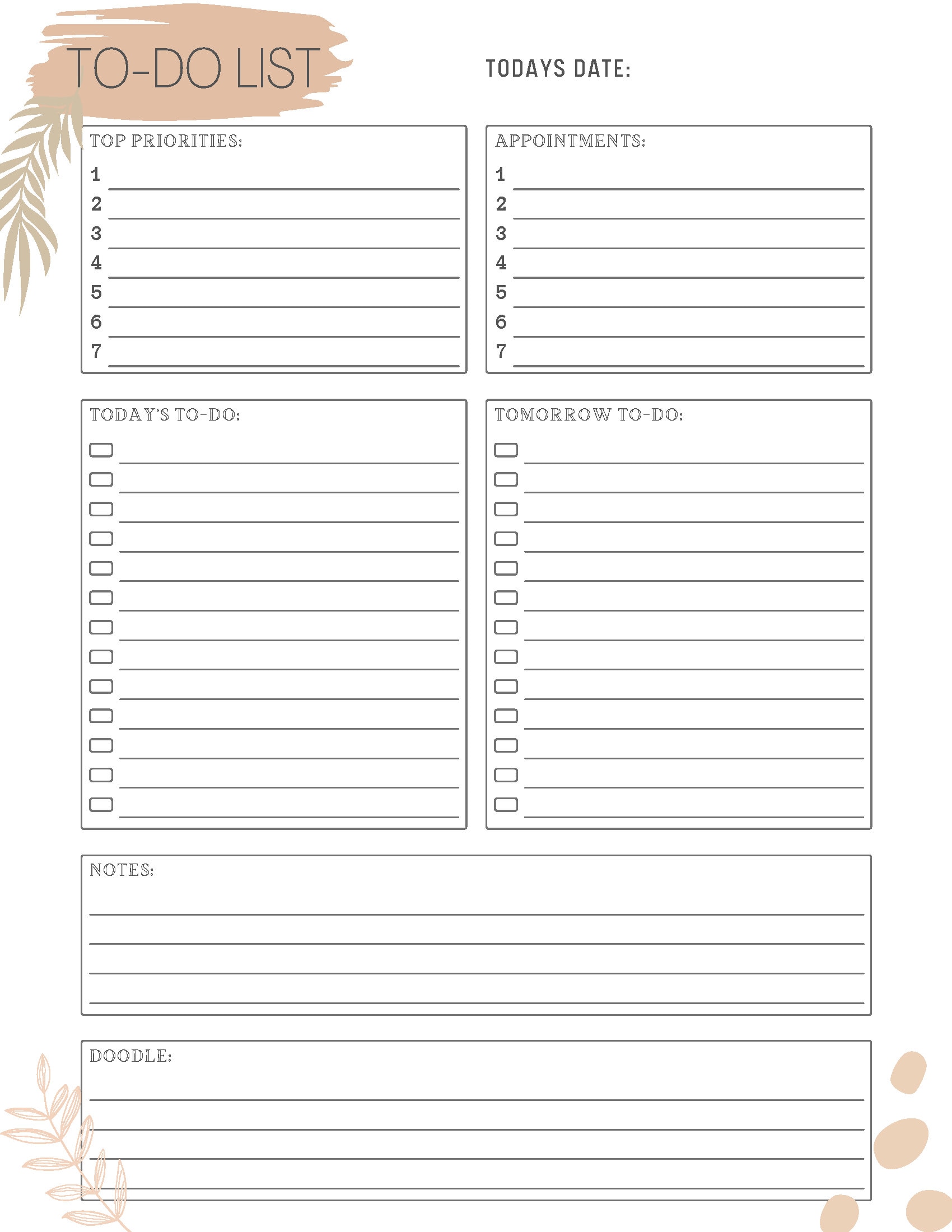 To Do List, Modern, Minimalist, Printable Planner, Printable to Do List ...