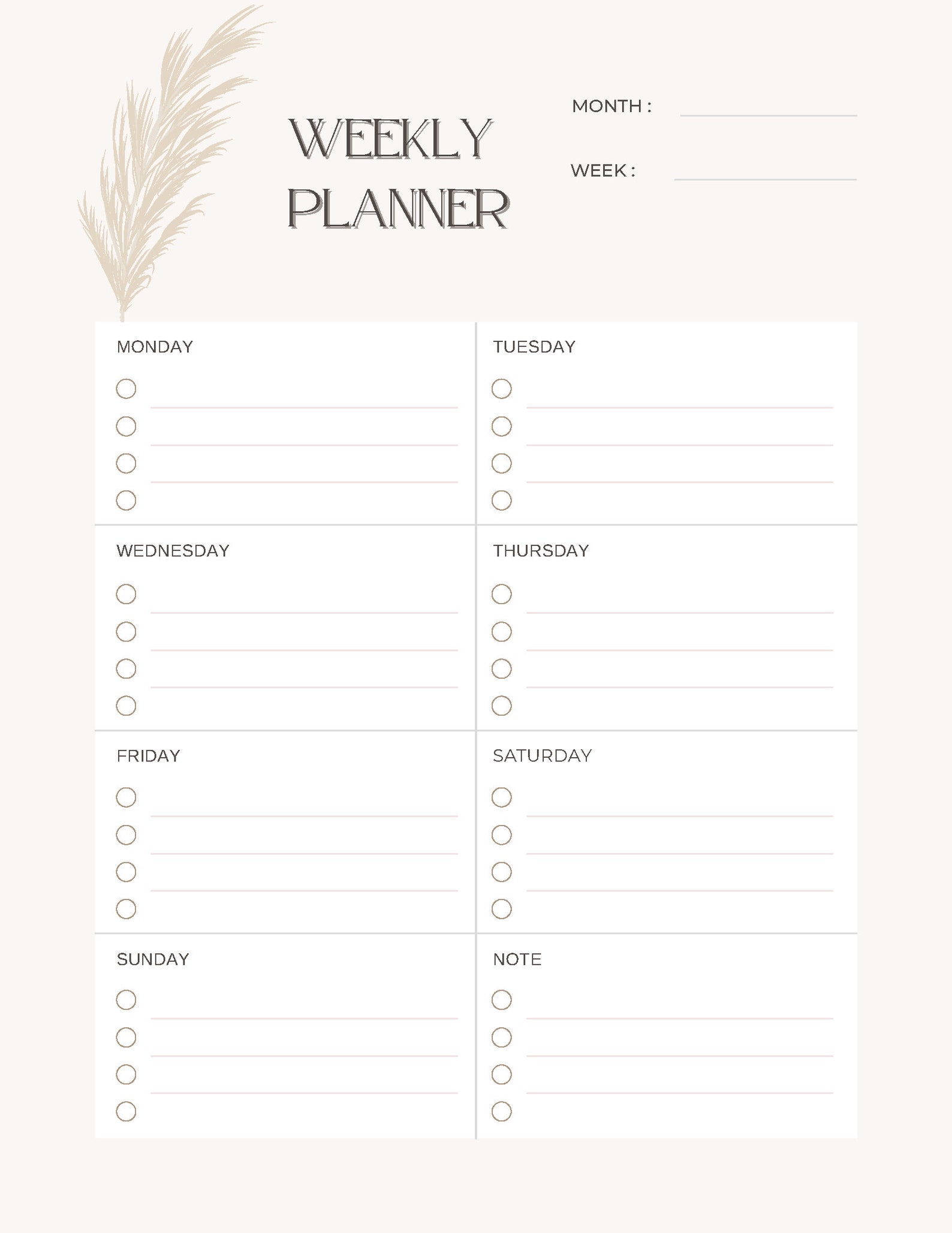 Modern/minimalist Weekly Planner, to Do List, Daily Productivity, Daily ...