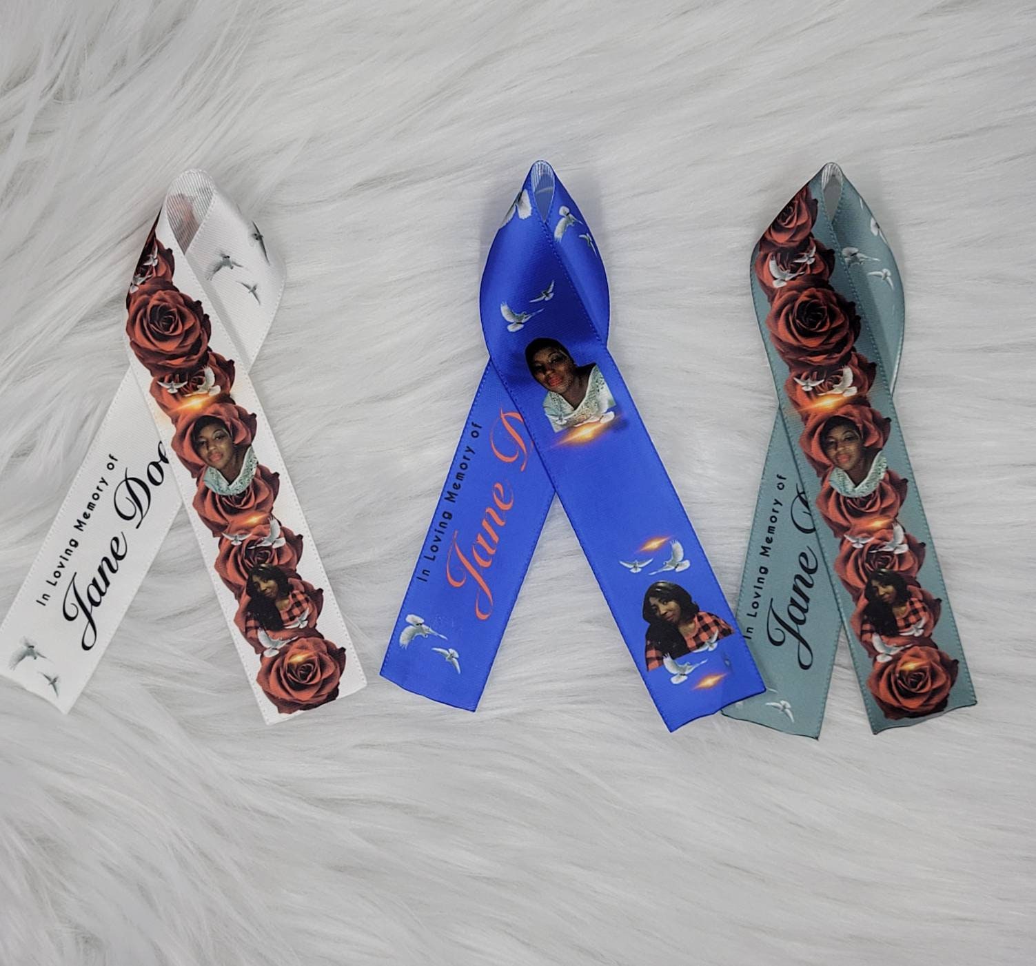 Dove and Roses Memorial Ribbons - Etsy