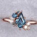 Vintage Kite Cut London Blue Topaz Engagement Ring Rose Gold Unique ...
