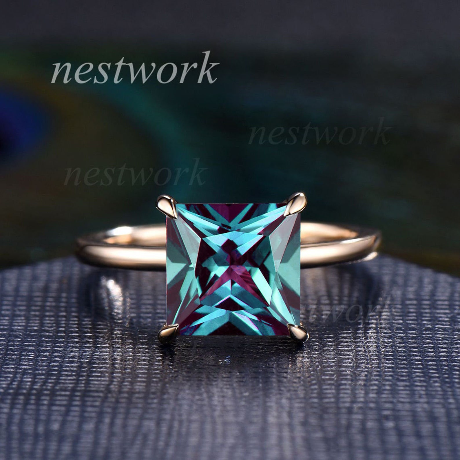 Alexandrite Solitaire Ring Real 14K Yellow Gold 3ct 8mm - Etsy