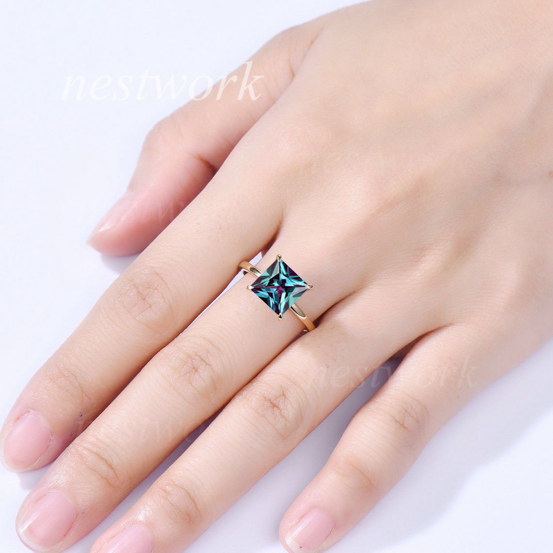 Alexandrite Solitaire Ring Real 14K Yellow Gold 3ct 8mm - Etsy