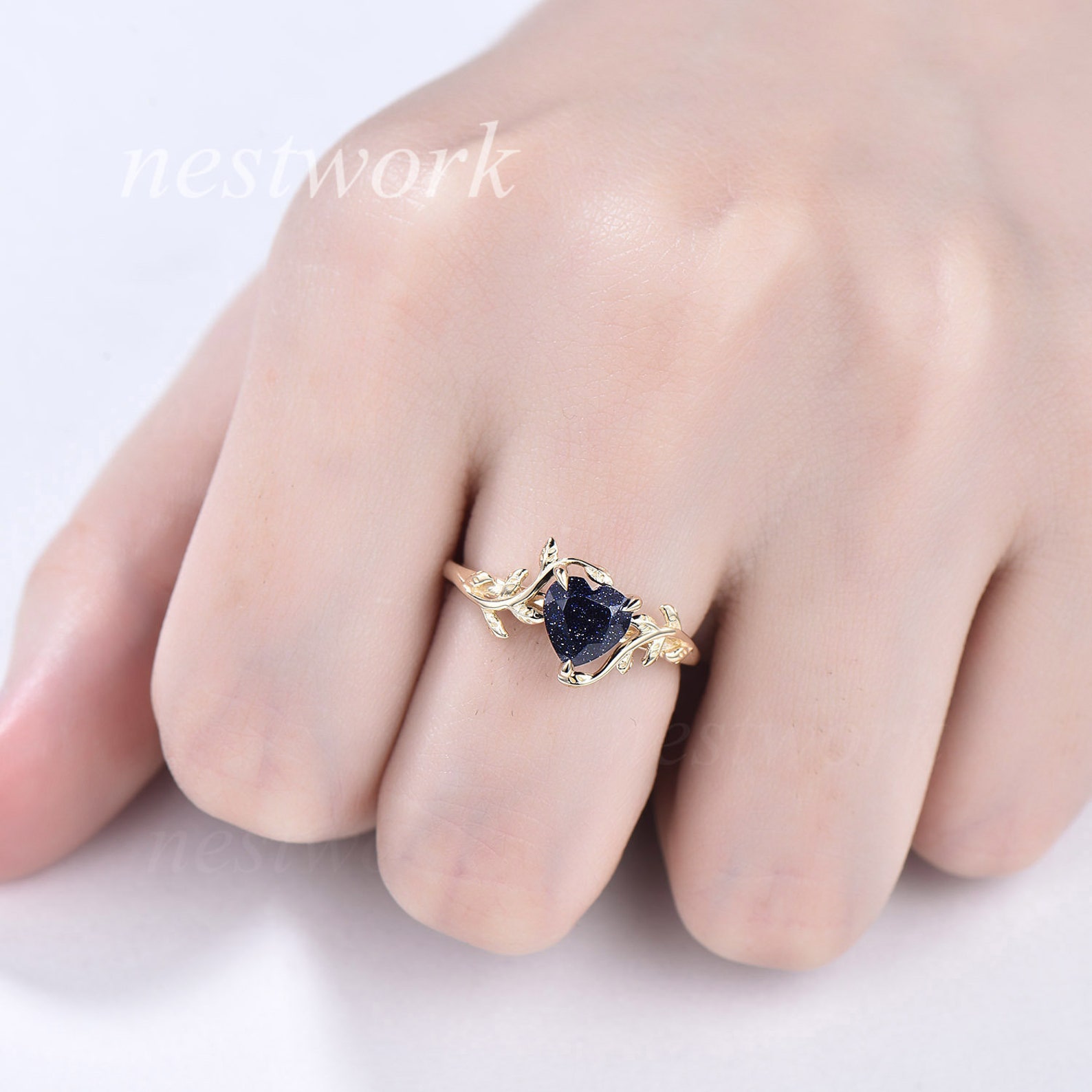 Heart Shaped Blue Sandstone Ring Gold Silver Vintage Blue - Etsy