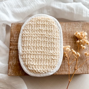 All Natural Ramie Body Scrub Pad, Gentle Exfoliating Bath Sponge ...