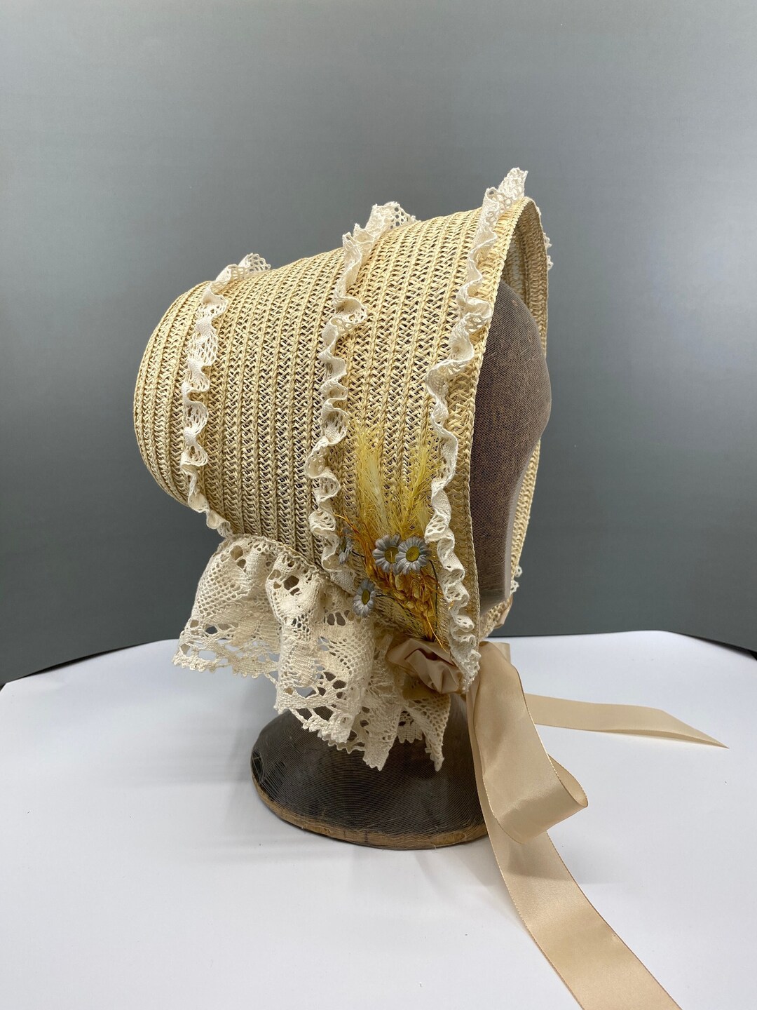 1840s Ladies Straw Bonnet Women's Early Victorian Cottage - Etsy