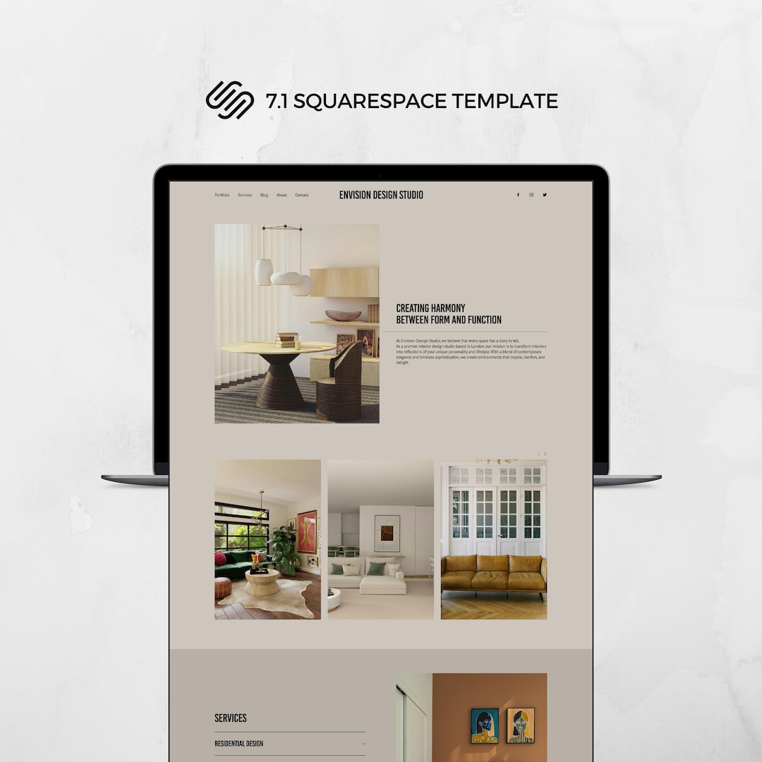 Squarespace Website Template for Interior Designers | Customizable ...