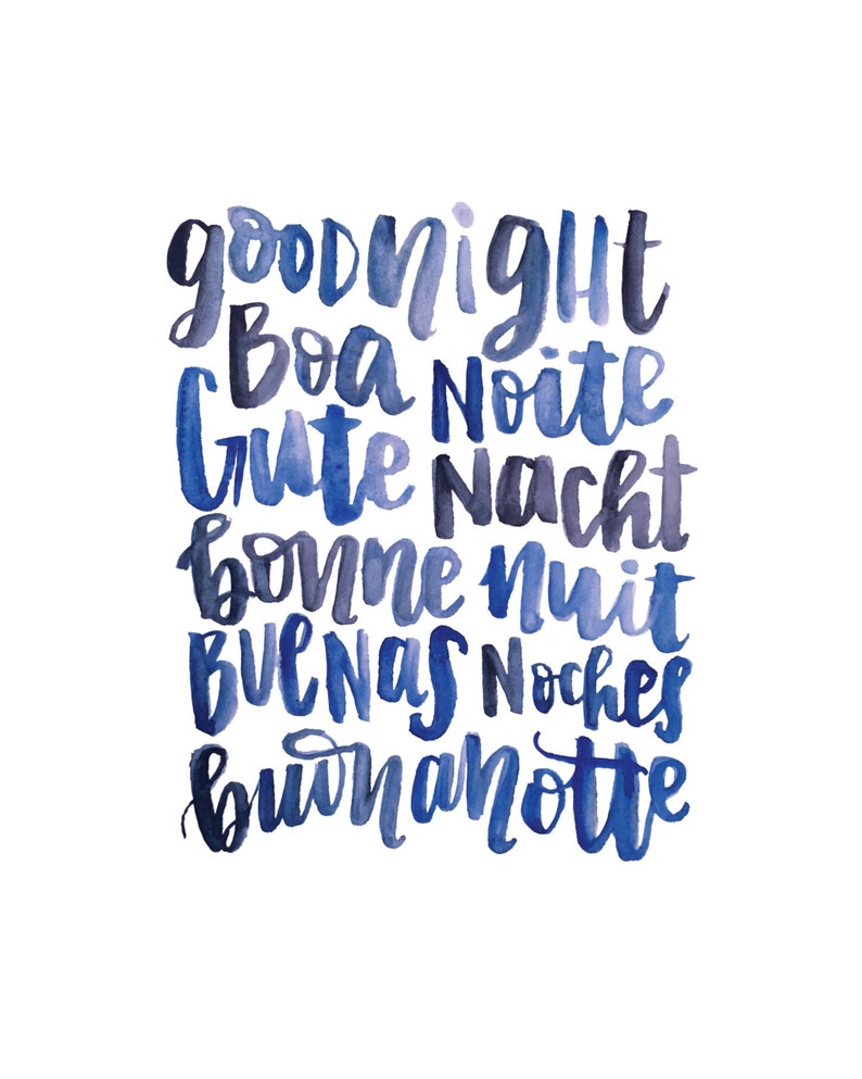 Goodnight Handlettered Print - Etsy