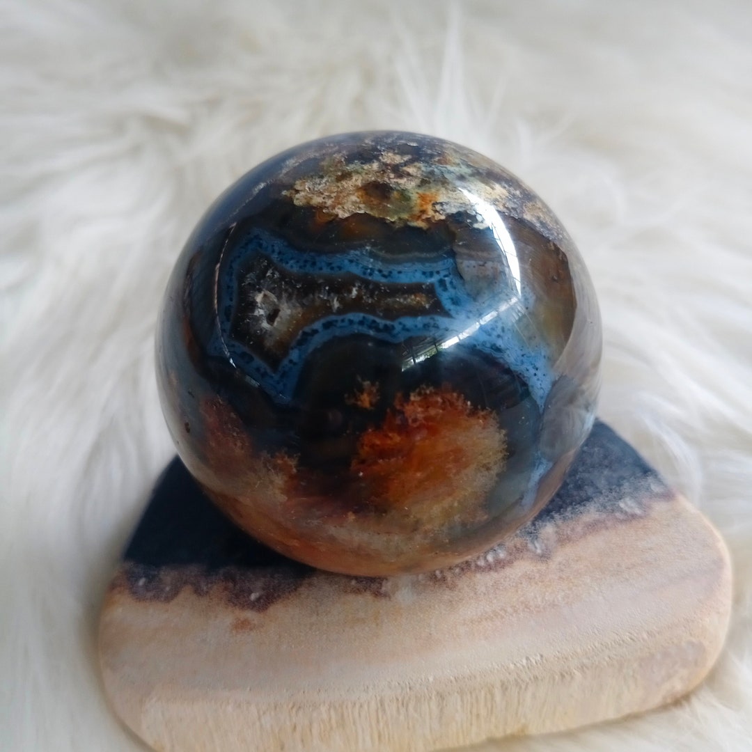 191 gr 51 mm Natural East Indonesian Agate stone quartz sphere crystal ...