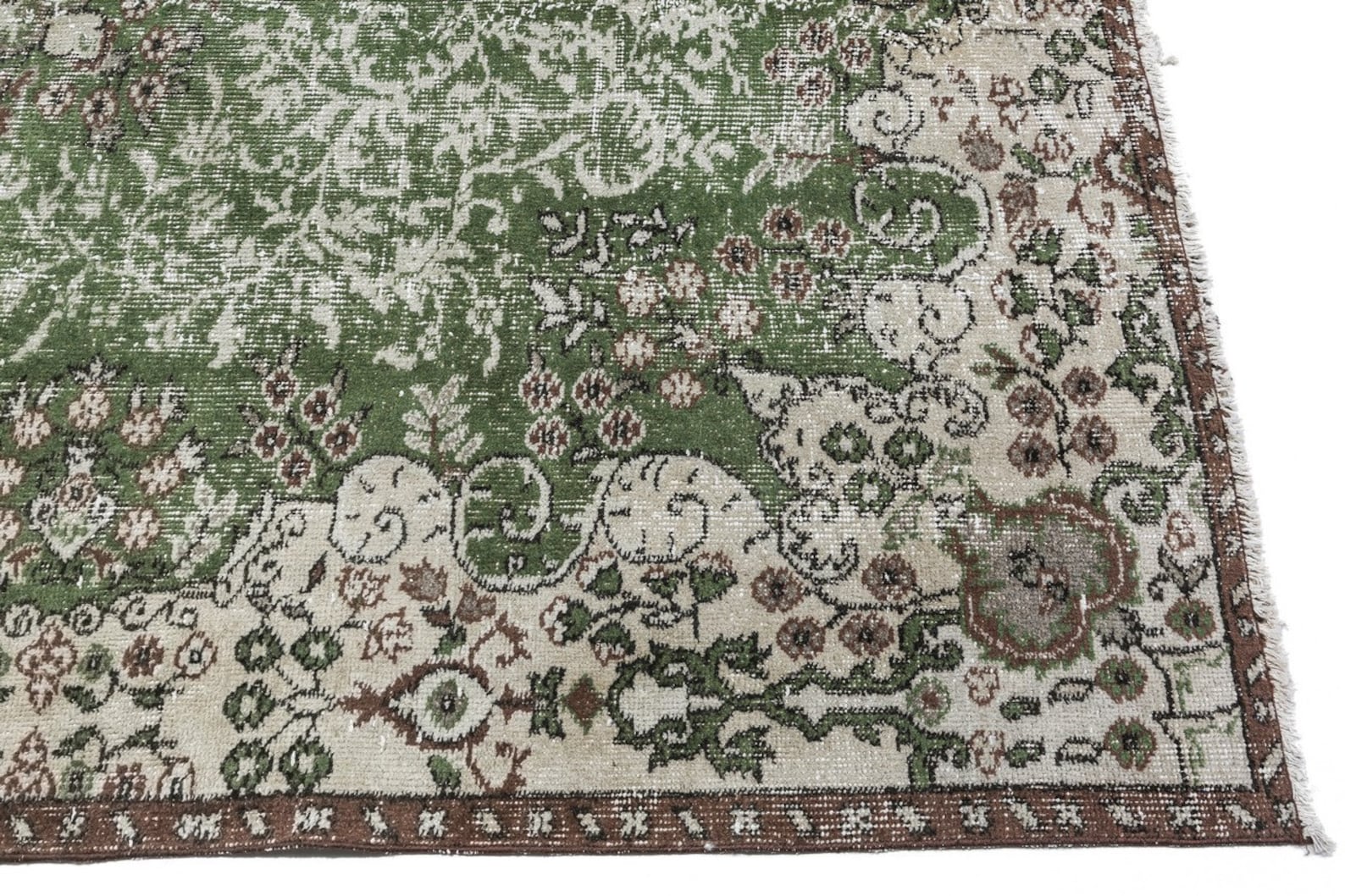 Turkish Vintage Wool Area Rug Handmade Hand Knotted Green - Etsy