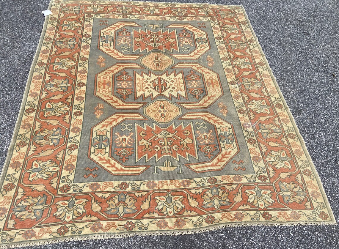 Vintage Blue Pink Rug Turkish Small Rug Wool Rug - Etsy