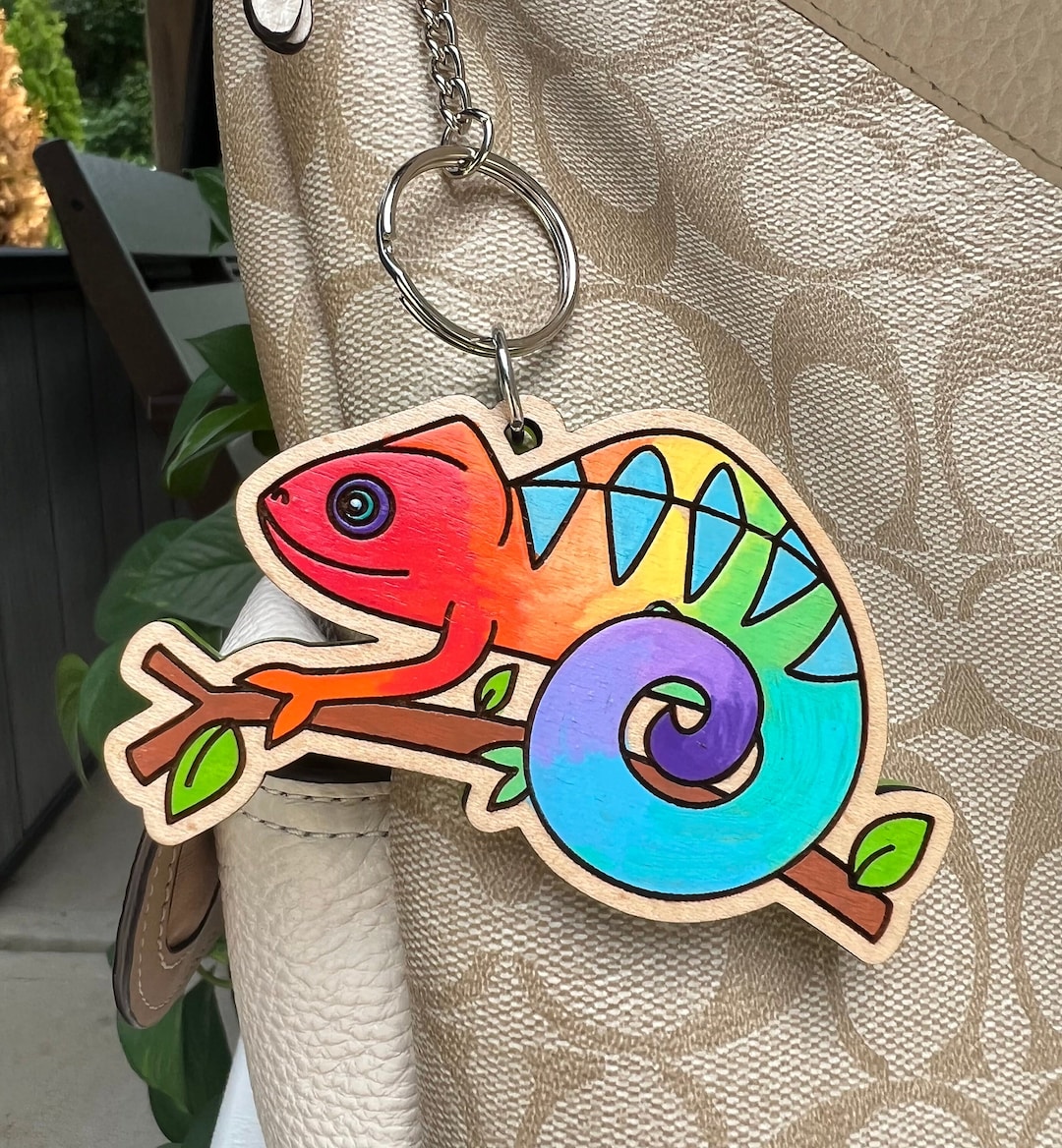 Chameleon Backpack Tag - Cute Kawaii Keychain - Reptile Lover Gift ...