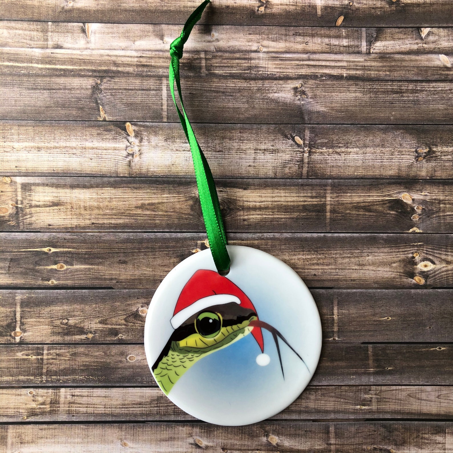 Round Porcelain Holiday Snake Ornament for Snake Lovers-snakes - Etsy