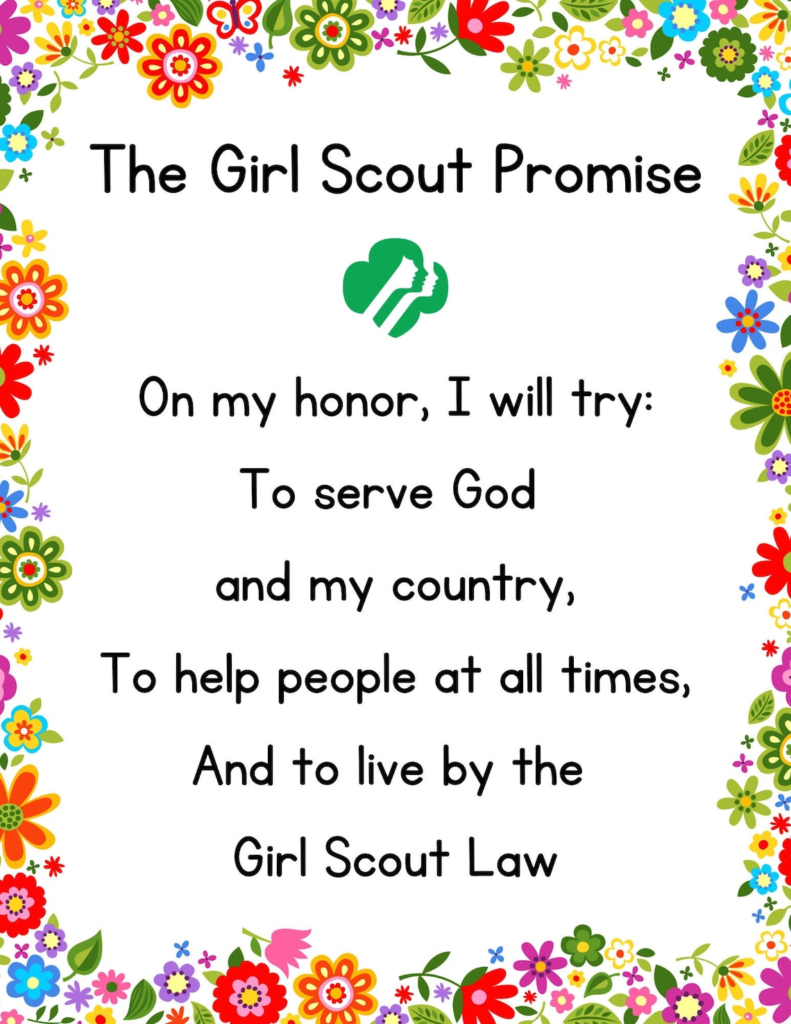 Girl Scout Promise - PDF, PNG Printable, Digital Download - Etsy