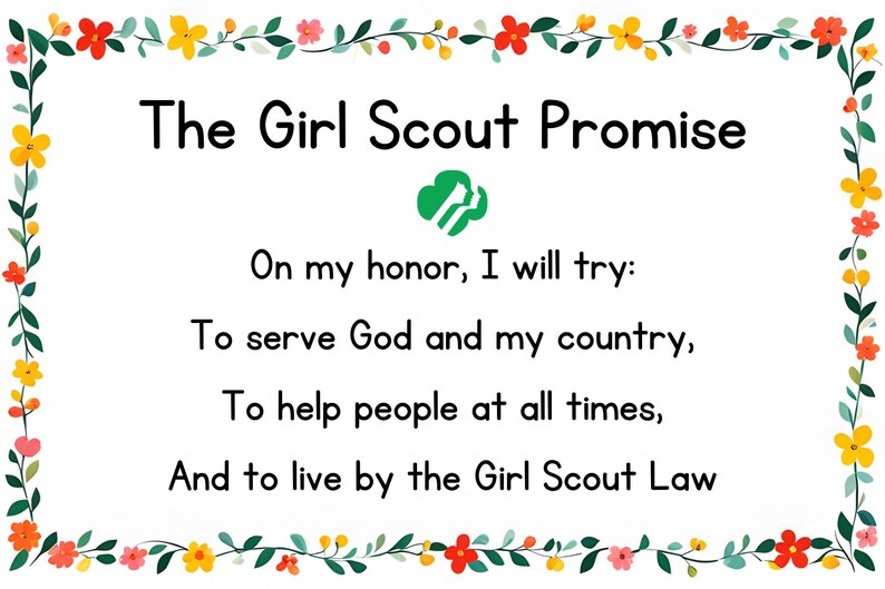 Girl Scout Promise - PDF, PNG Printable, Digital Download (6"x4 ...