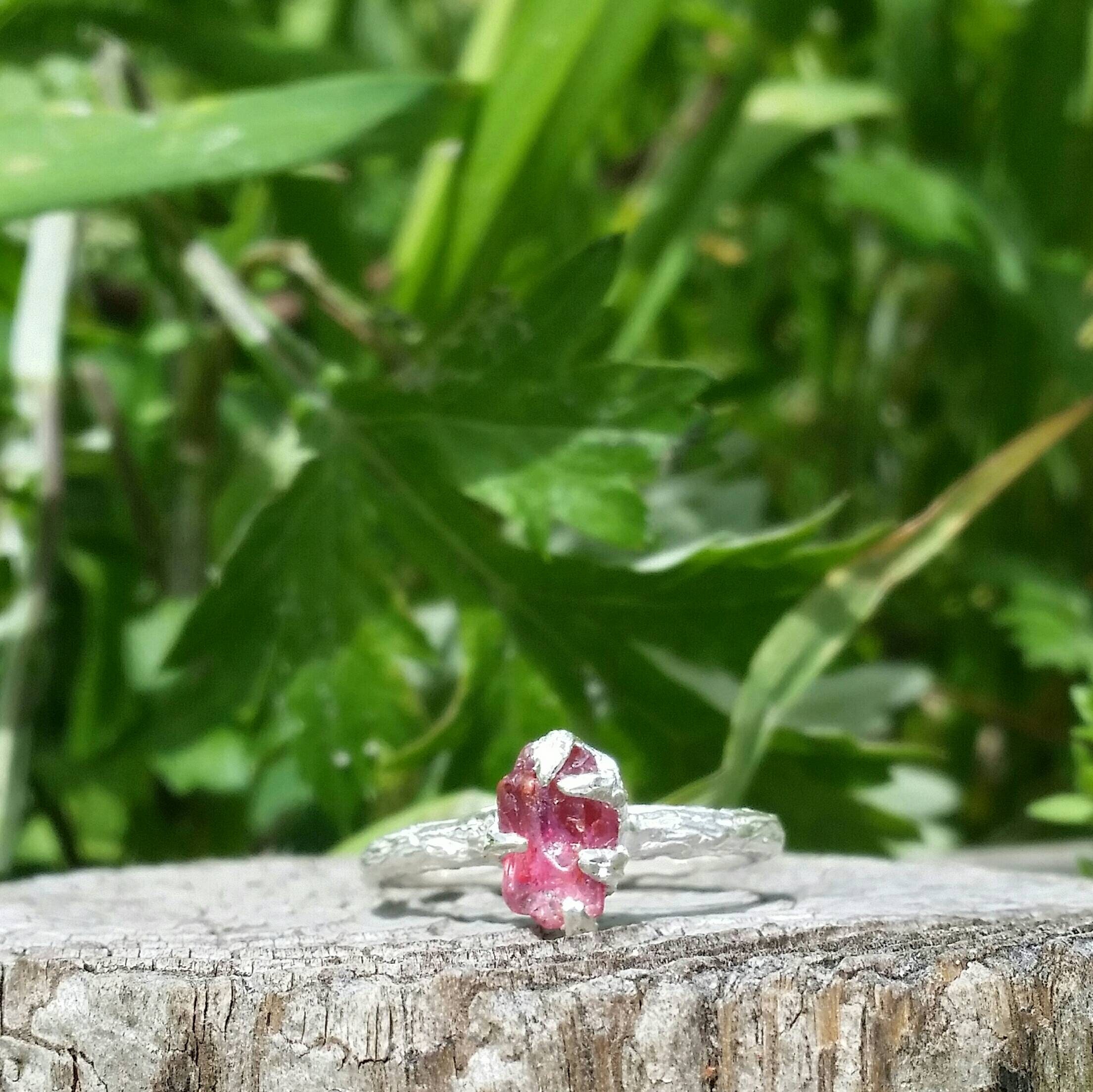 Raw Ruby Rustic Engagement Ring Nature Inspired Jewelry - Etsy