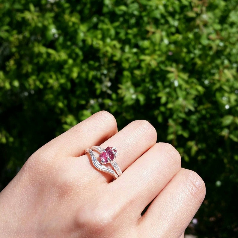 Raw Ruby Rustic Engagement Ring Nature Inspired Jewelry - Etsy