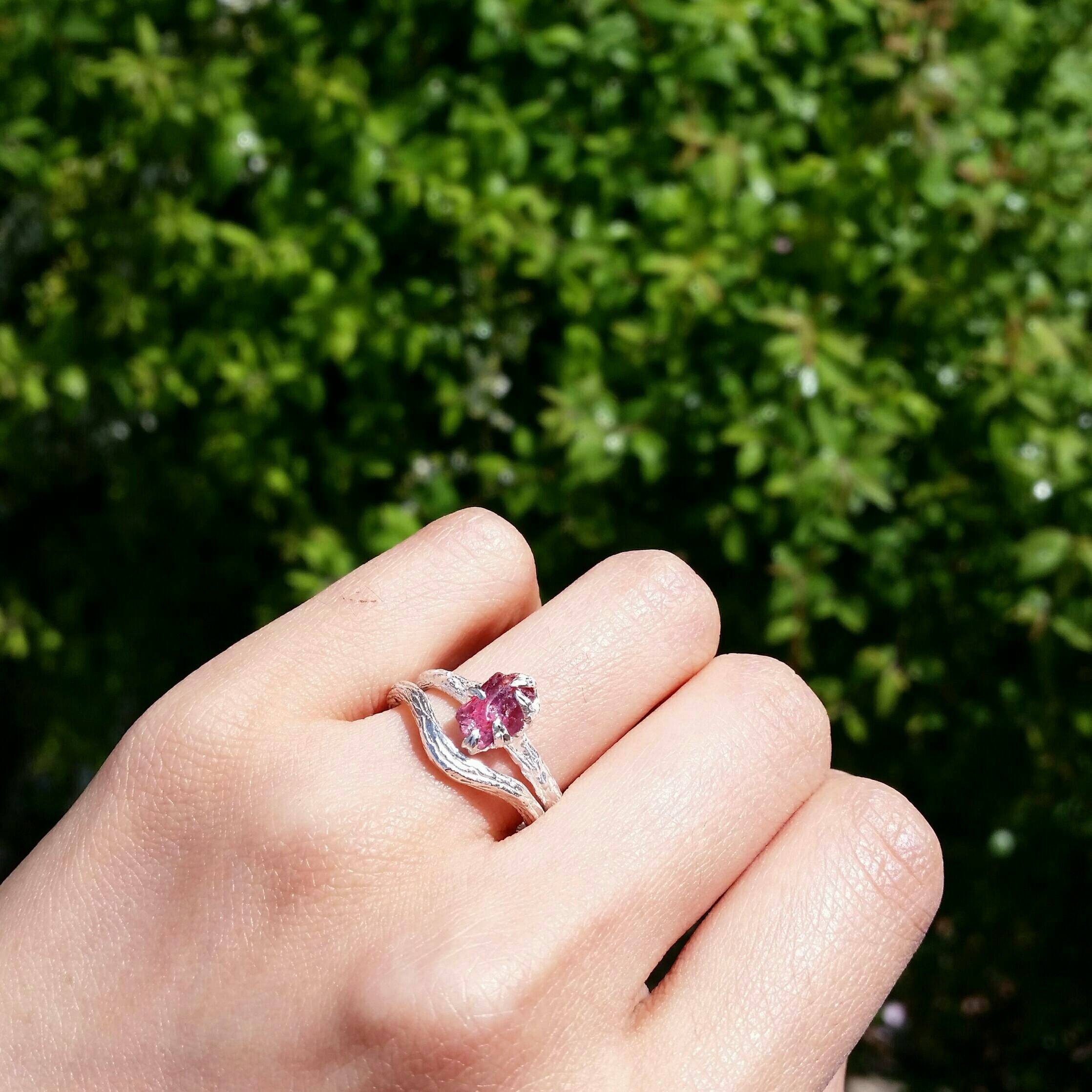 Raw Ruby Rustic Engagement Ring Nature Inspired Jewelry - Etsy