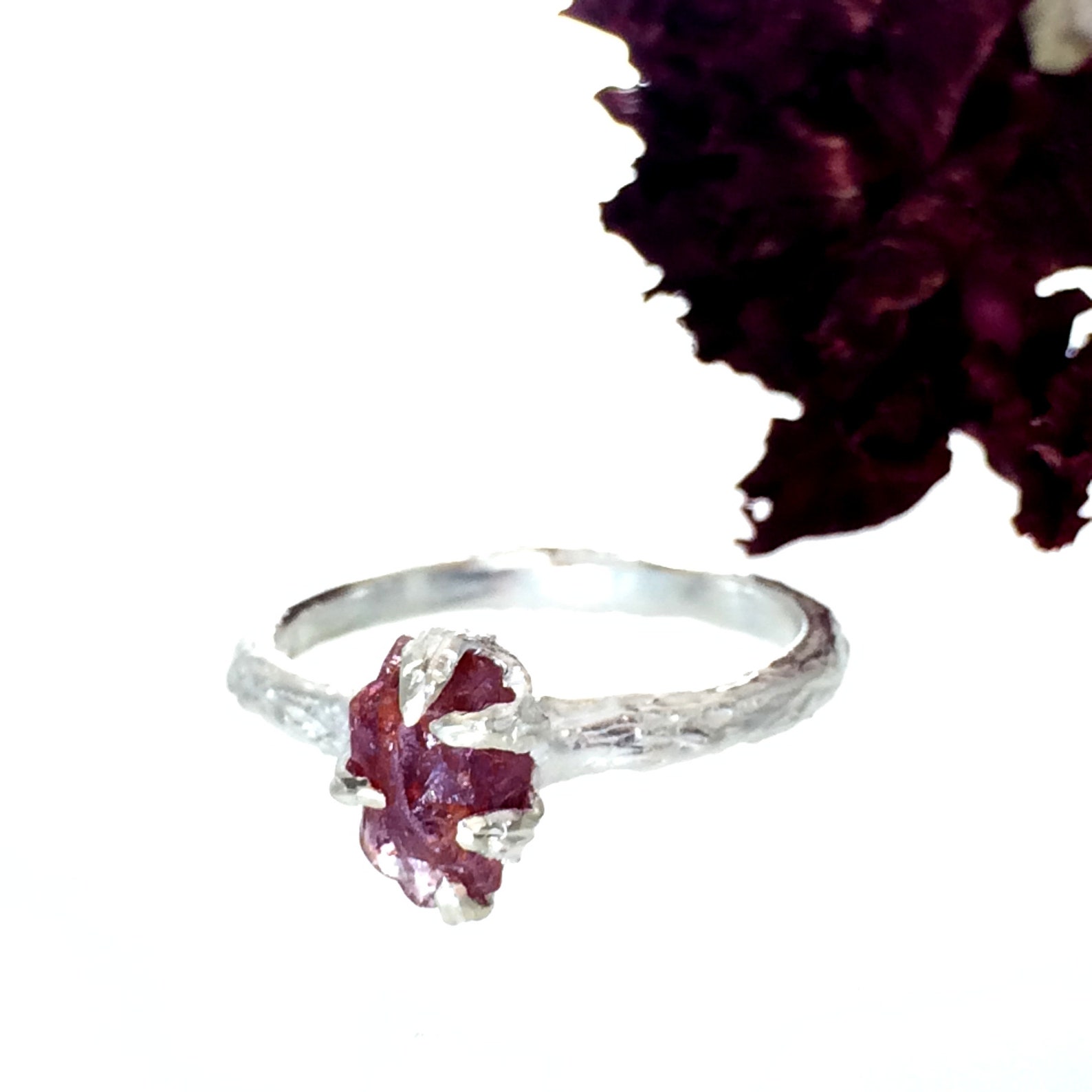 Raw Ruby Rustic Engagement Ring Nature Inspired Jewelry - Etsy