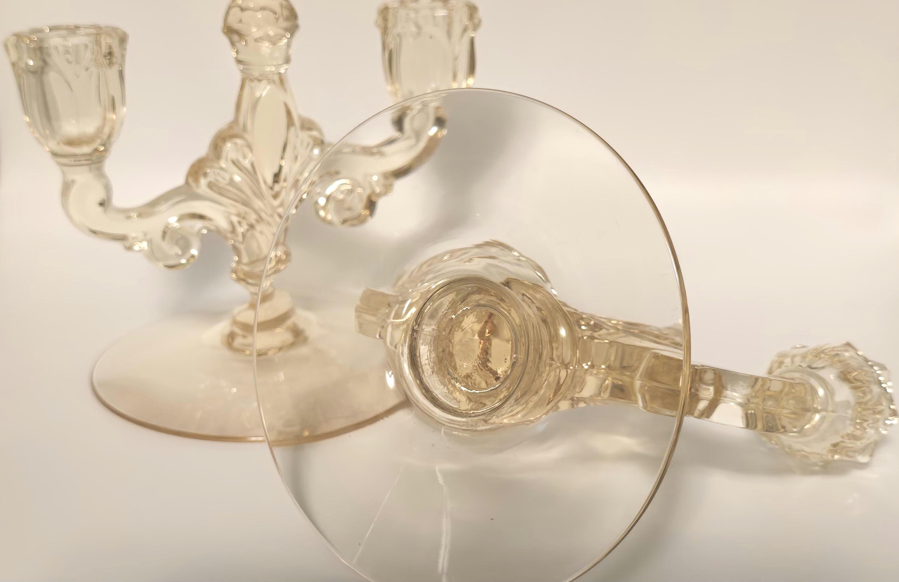 Vintage Heisey Glass Trident Double Candle Holders - Etsy