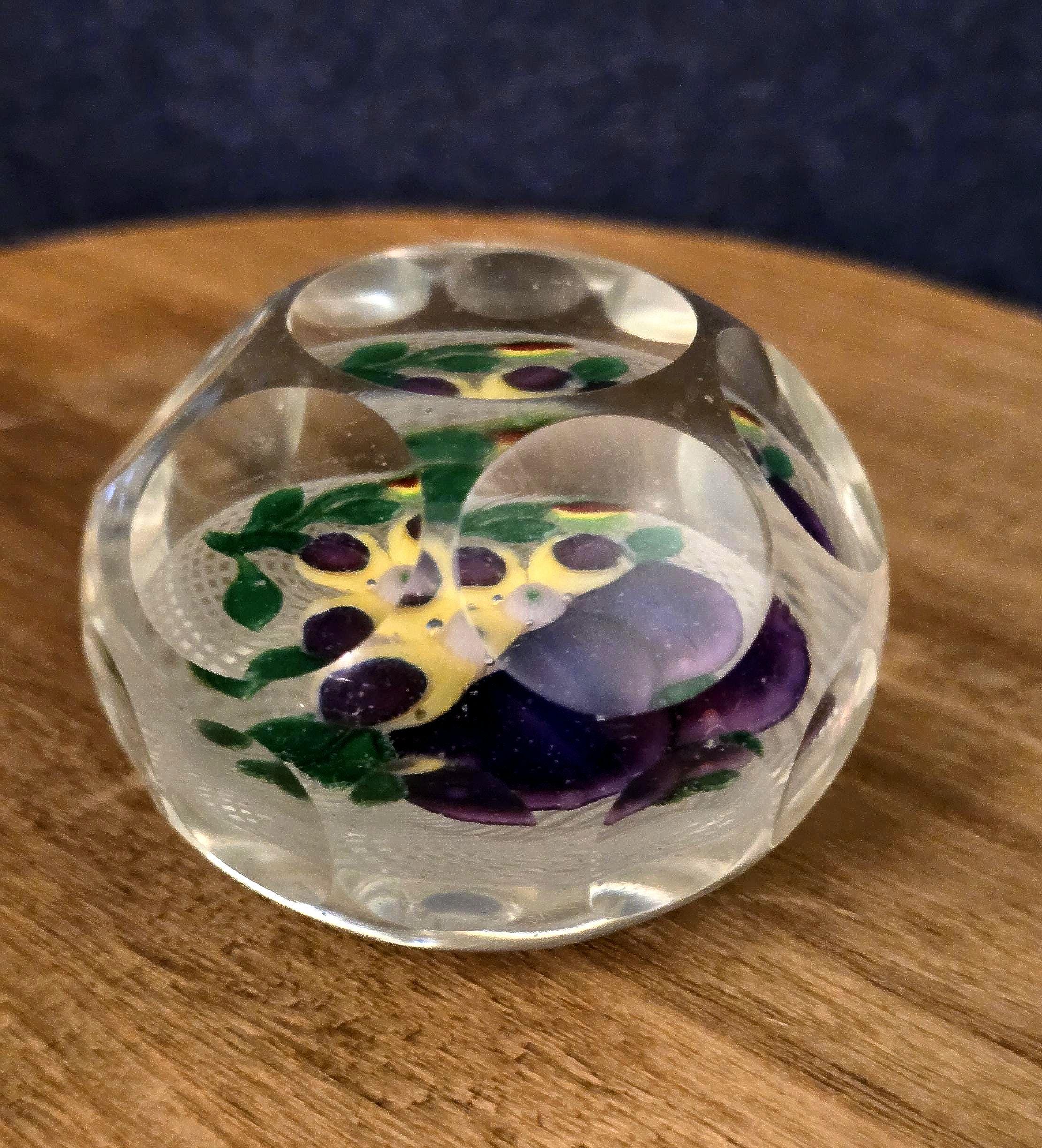 1930's Chinese Paperweight Copy of Baccarat Pansy Fauceted Paperweight ...