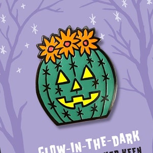 Cactus Jack-o-lantern Glow-in-the-dark Enamel Pin - Halloween Pin - - Etsy