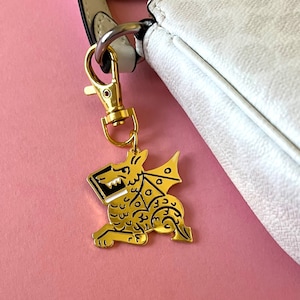 Book Dragon Keychain - Purse Charm - Gift for Book Lovers - Fantasy ...