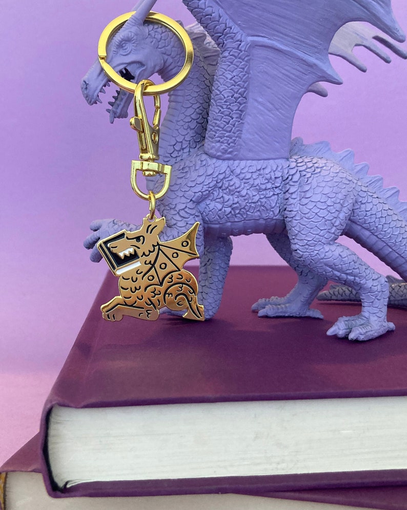 Book Dragon Keychain Purse Charm Gift for Book Lovers - Etsy