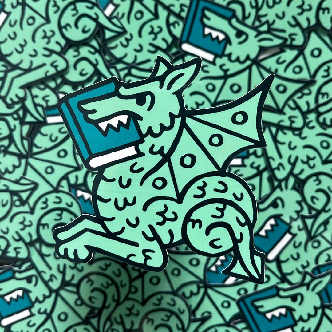 Book Dragon Vinyl Sticker - Etsy