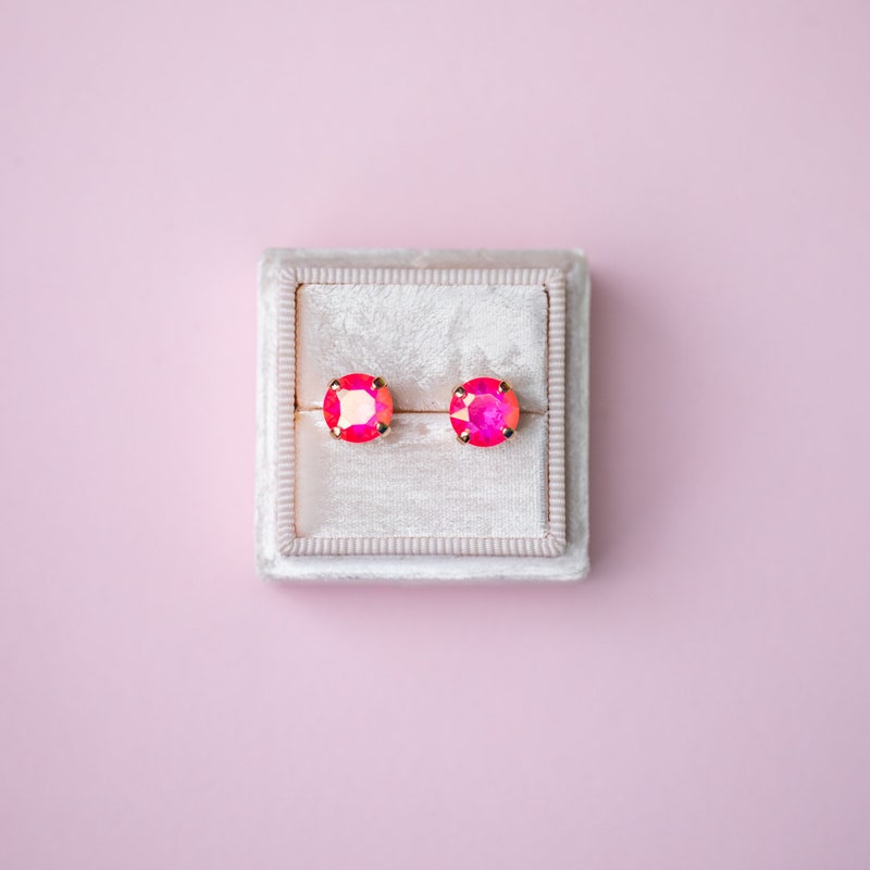 Hot Pink Studs - Etsy