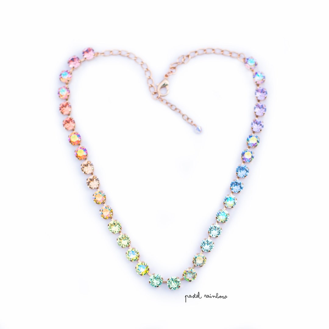 8mm Pastel Rainbow Necklace 33 Settings - Etsy