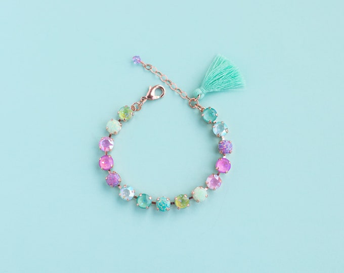 Minty Mermaid With Opals - 8mm Bracelet (optional Charm or Tassel) - Etsy