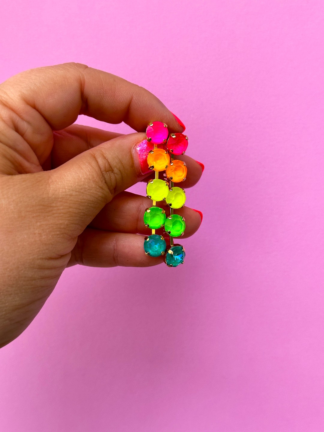 Tropical Rainbow 5 Stone 8mm Stud Drops Choose Setting Color - Etsy