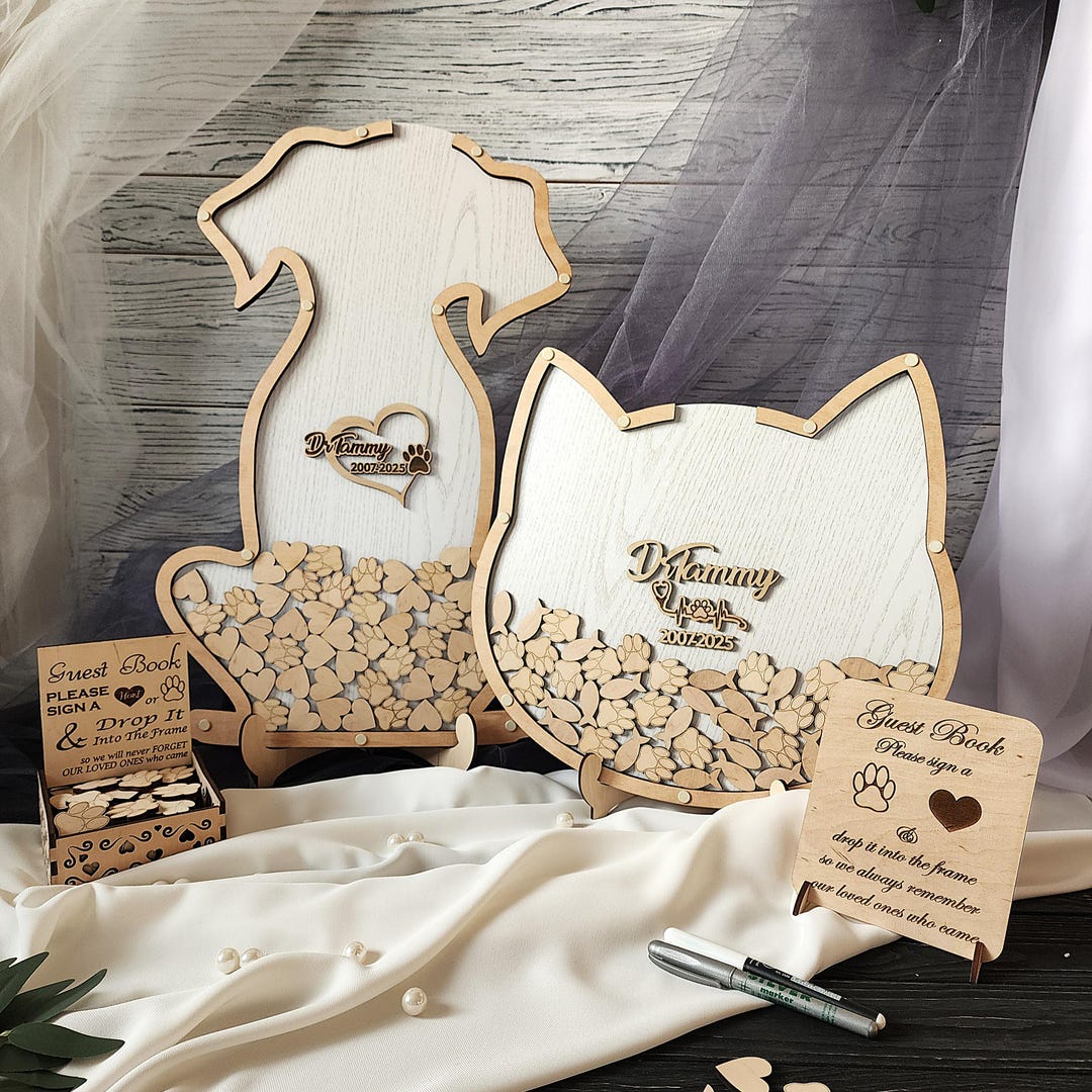 Wedding Guest Book Shape of Cat & Dog, Unit Ceremony Decor for Pet ...