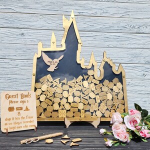 Wooden Castle Wedding Guest Book Alternative, Fantasy Sign, Dropbox ...