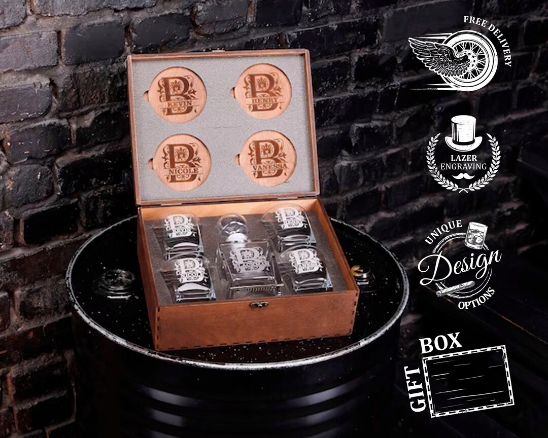 Customized Decanter, Monogram Whiskey Set, Personalized Gift for Dad ...