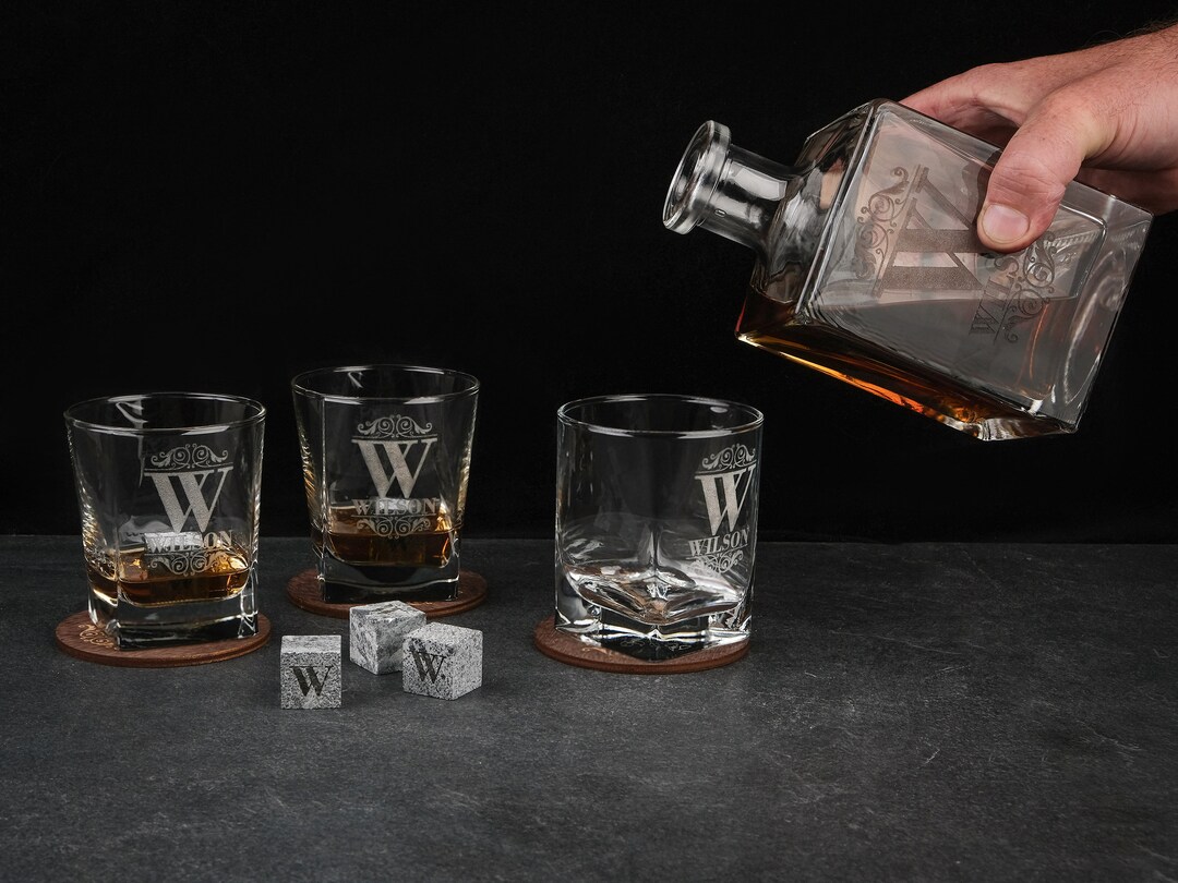 Custom Whiskey Decanter Set, Engraved Whiskey Glasses, Whiskey Glass ...