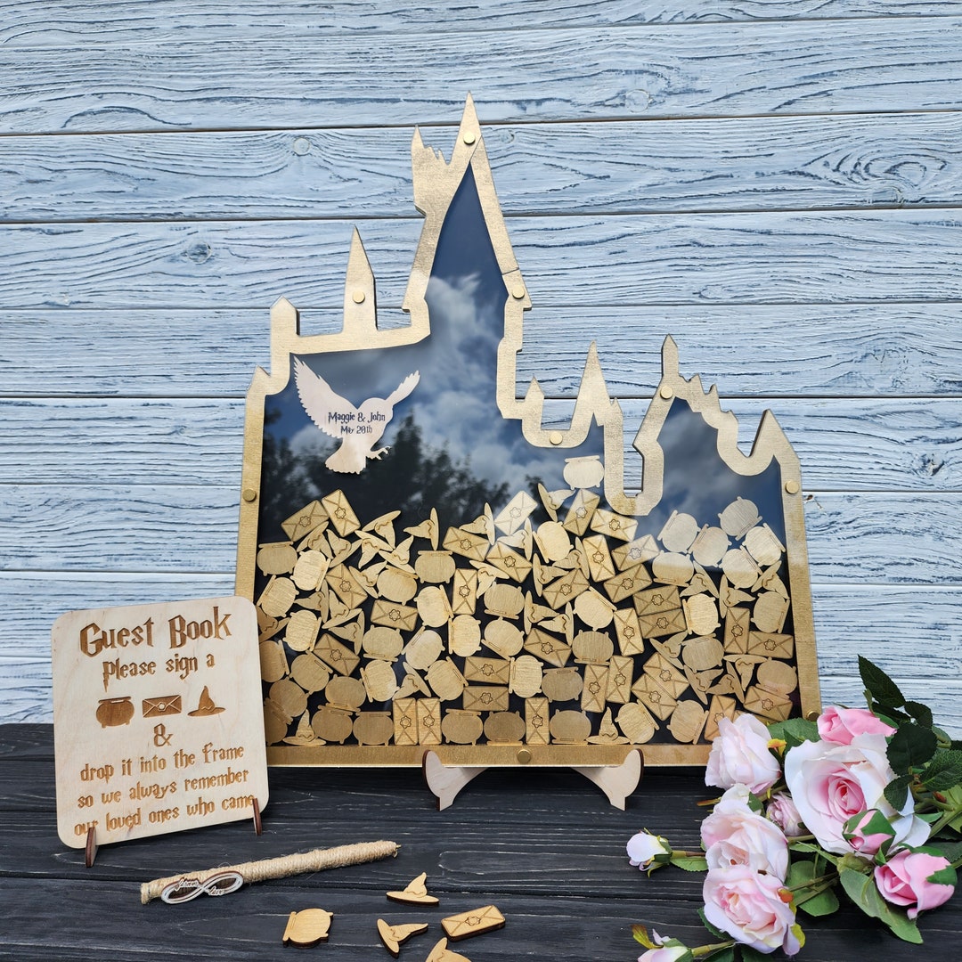 Wooden Castle Wedding Guest Book Alternative, Fantasy Sign, Dropbox ...
