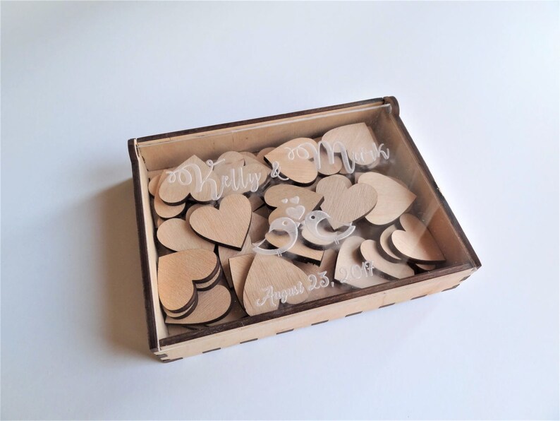 Box for hearts Wedding memory Wooden photo box Engraved box | Etsy