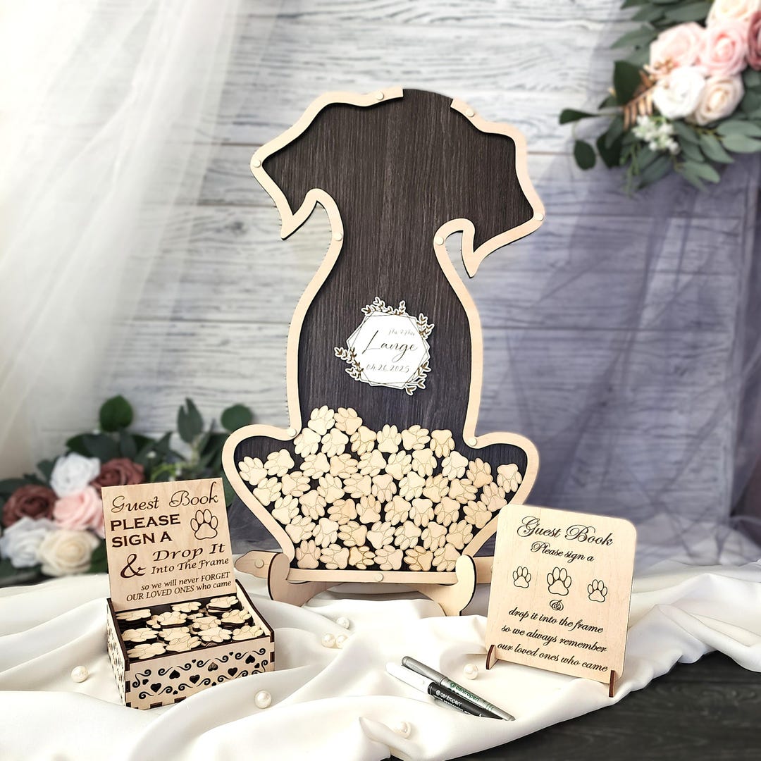 Custom Guest Book Dog Shape, Wedding Guest Book Alternative, Unique ...
