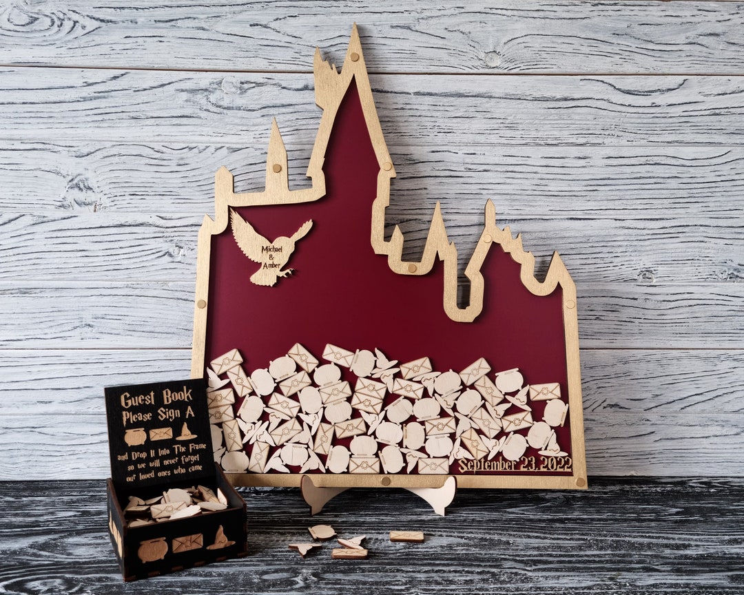 Custom Guest Book, Wooden Drop Box, Castle Guestbook, Personalized ...